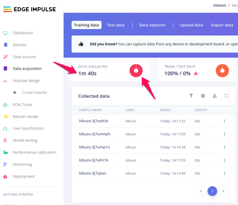 edge impulseで機械学習：リモコン忍者kikuzoに音認識（単語）させるための準備｜うちの実験的Web